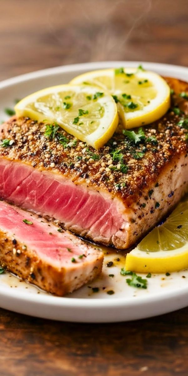 Seared Tuna Steak Lemon Pepper Recipe - Dive Crave