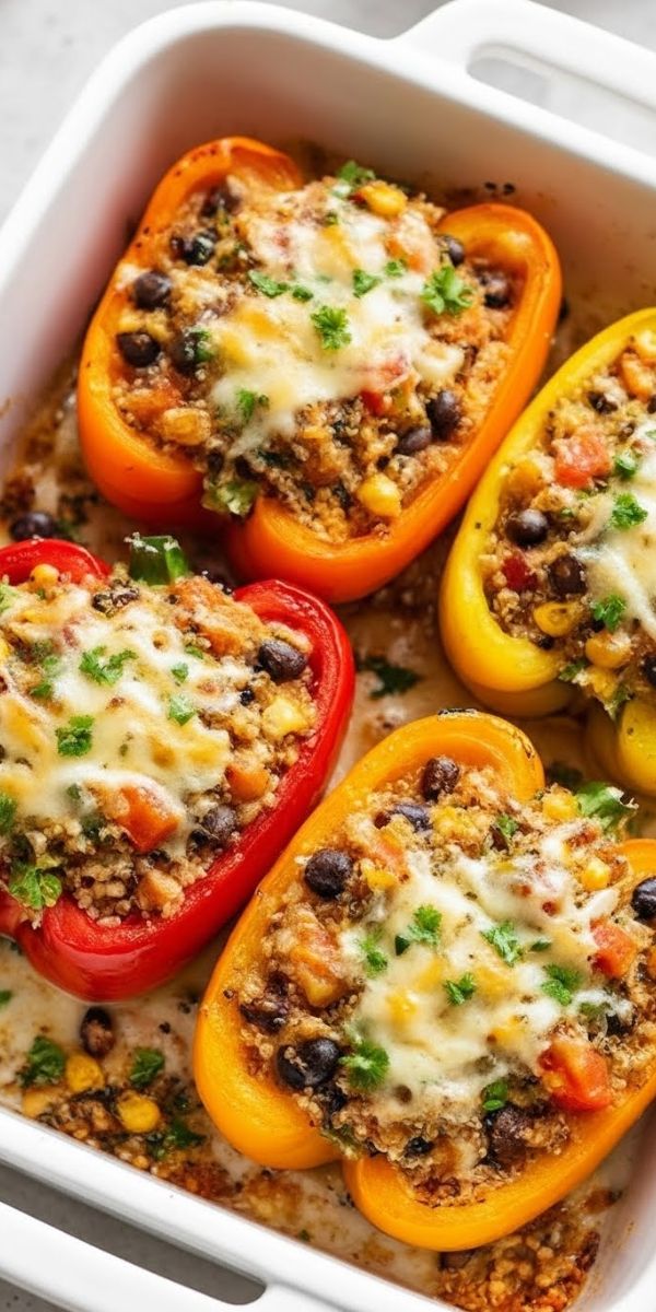 Vegetarian Quinoa Stuffed Bell Peppers Recipe - Dive Crave
